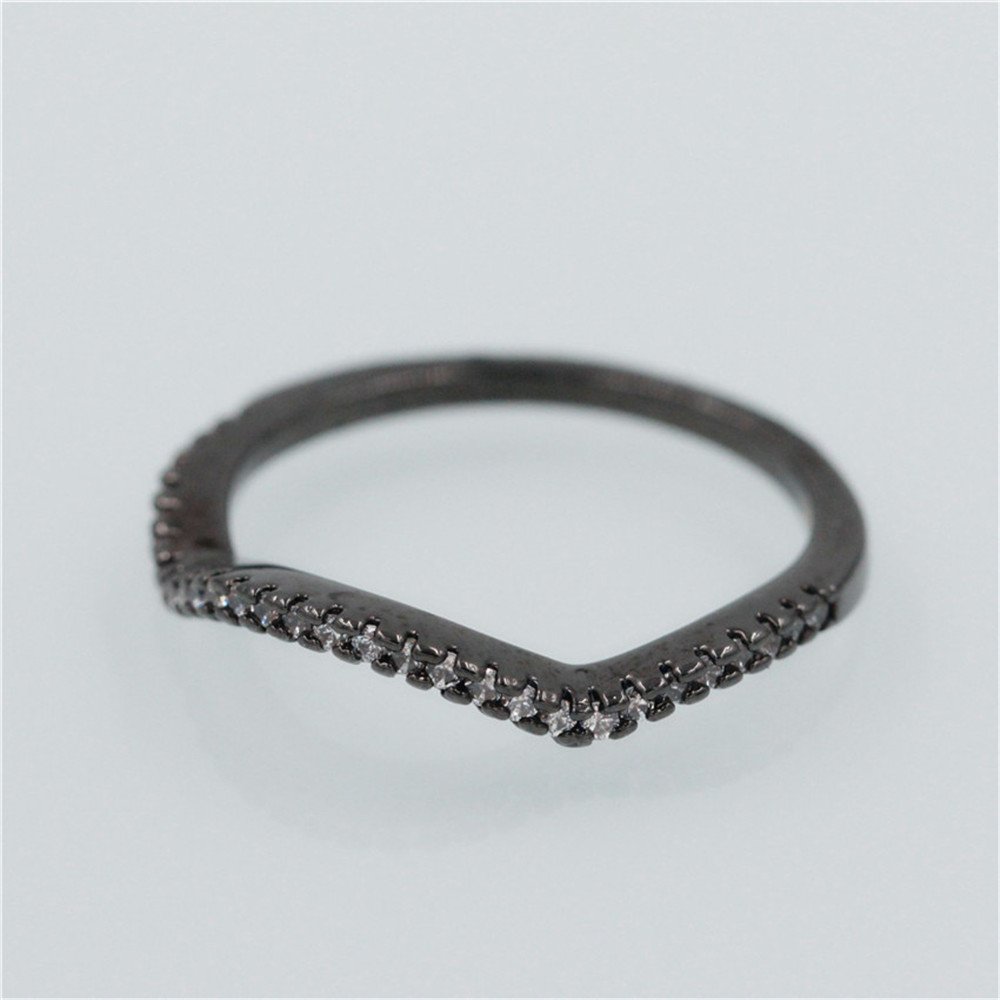 Uloveido Fashion Black Mystic Created Diamond Engagement Wedding Eangagement Promise Stackable Rings Set for Her Anniversary Size 8 Y171