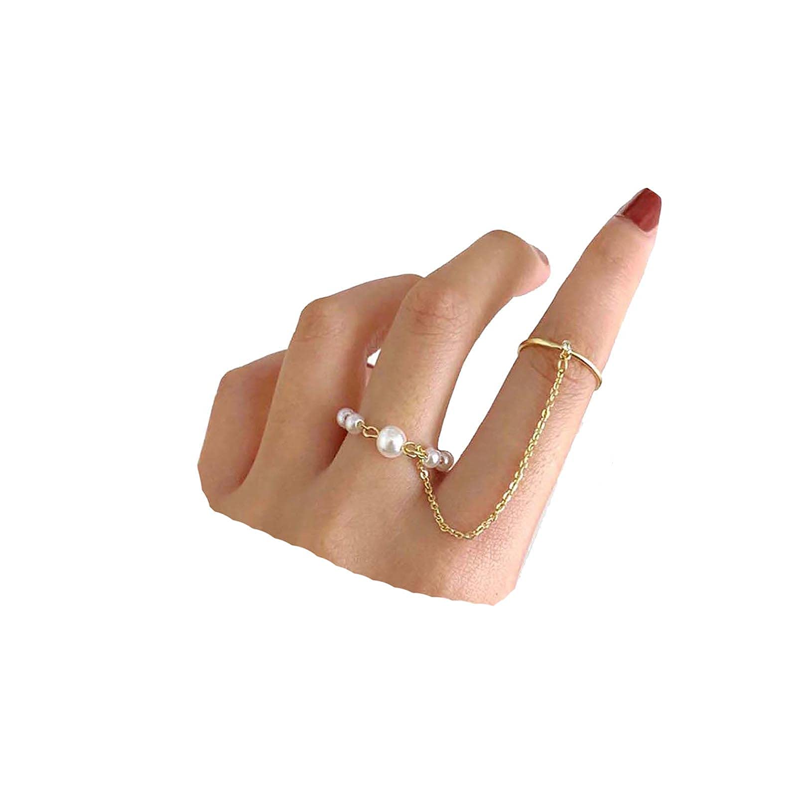 Yheakne Boho Stacking Rings Set Gold Pearl Knuckle Rings Minimalist Midi Finger Rings Carved Joint Rings Set for Women (Style C)