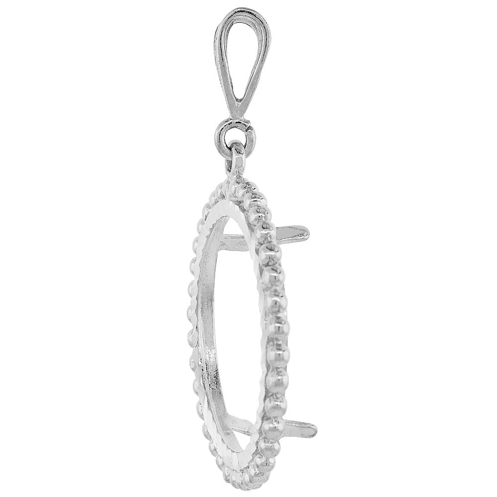 Sterling Silver Quarter Dollar Bezel 24 mm Coins Prong Back Bead Edge Diamond Cut 25 Cent Coin NOT Included