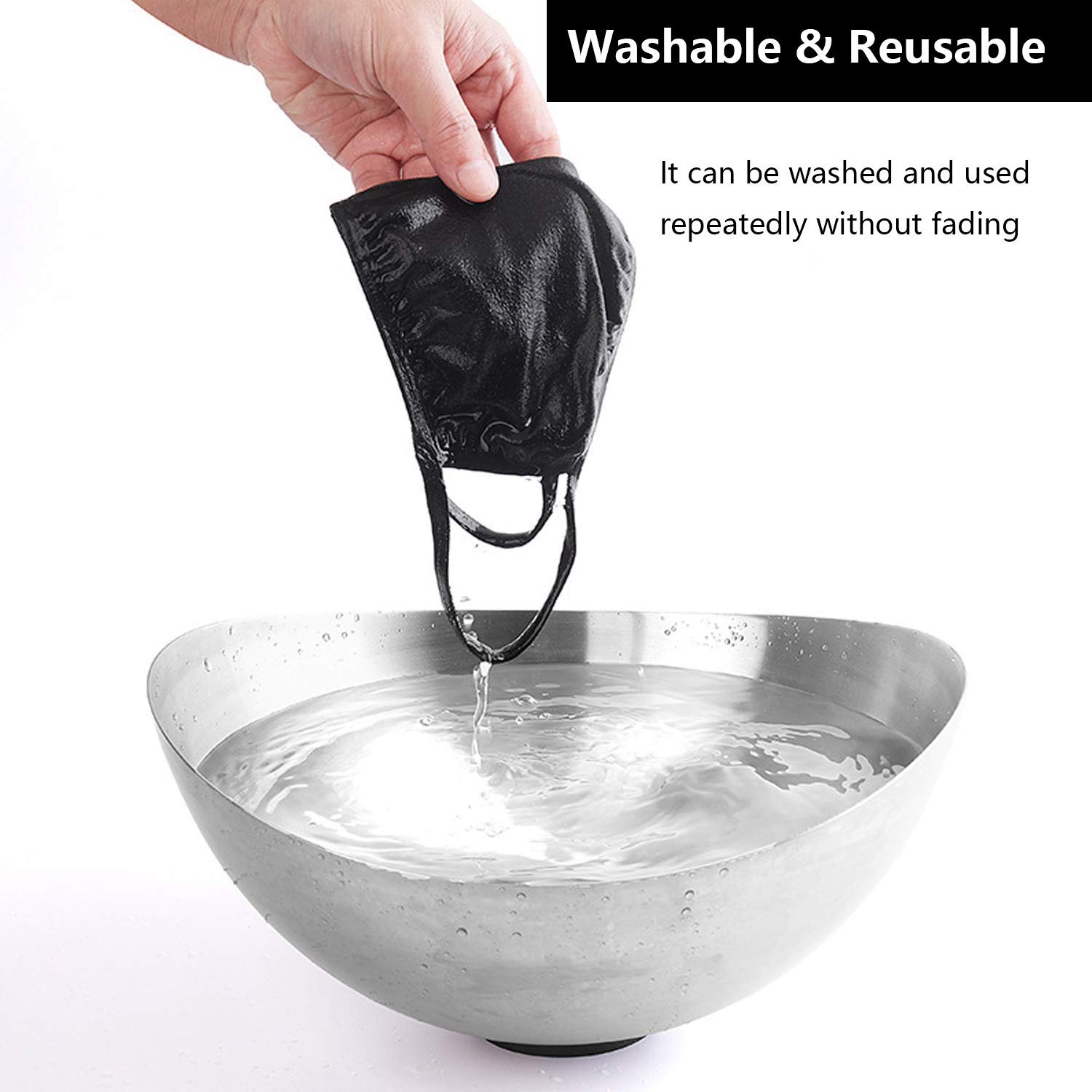 Vitnette 20 Pack Fashion Black Cloth Breathable Cotton Fabric Face Mask Reusable Washable for Unisex Women Men