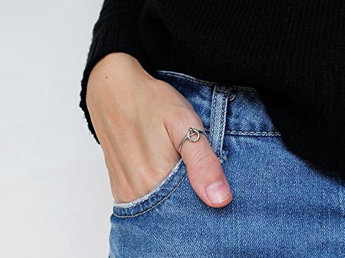 SOVATS Small Open Circle Thumb Ring for Women 925 Sterling Silver Rhodium Plated - Simple, Stylish &Trendy Nickel Free Ring, Size 9