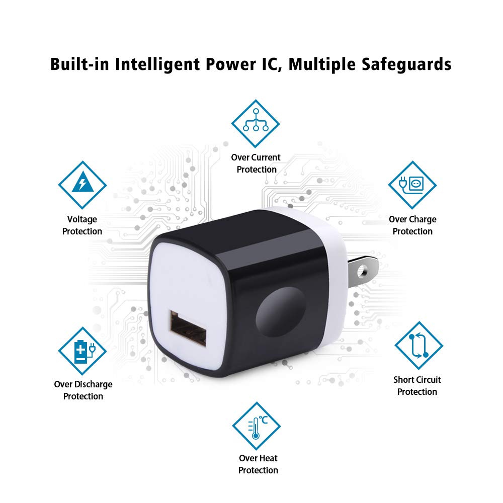 Wall Adapter, USB Wall Charger 6 Pack, UorMe 1A 5V Single Port USB Plug Power Adapter Compatible iPhone 14 Plus 13 12 11 Xs XR X 8, Samsung Galaxy S22 Ultra S22+ S22 A21 S10e S9 Note 20,Google Pixel 6