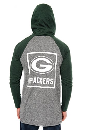 Ultra Game NFL Green Bay Packers Mens Fleece Hoodie Pullover Sweatshirt Henley, Team Color, X-Large