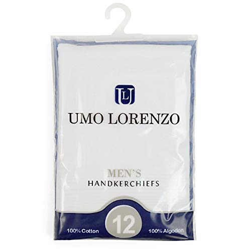 Umo Lorenzo Pocket Square Handkerchiefs for Men Soft 100% Cotton Hankies (12 Pack)