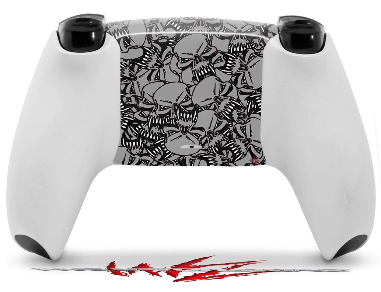 WraptorSkinz Skin Wrap compatible with Sony PS5 DualSense Controller Scattered Skulls Gray (CONTROLLER NOT INCLUDED)