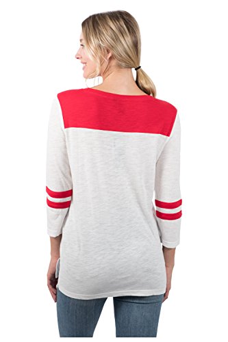Ultra Game NFL Women's Super Soft Raglan Vintage Baseball T-Shirt, Kansas City Chiefs, White, Medium