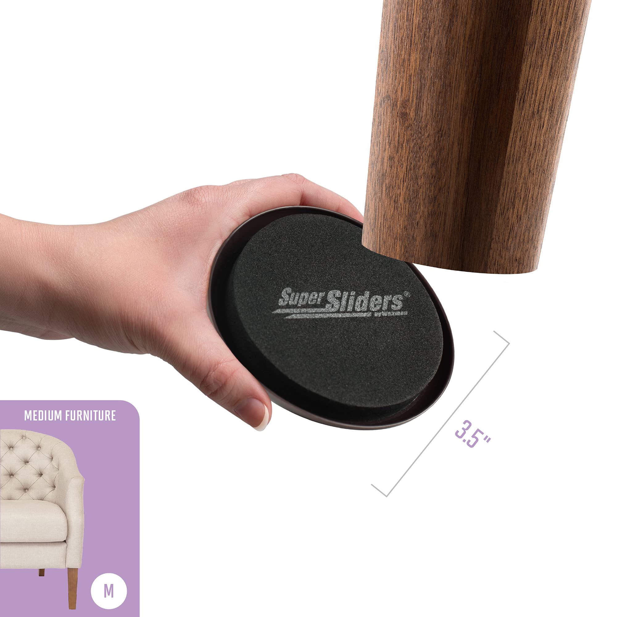 Super Sliders 3 1/2" Round Reusable Furniture Sliders for Carpet - Effortless Moving and Surface Protection, Beige (16 Pack)