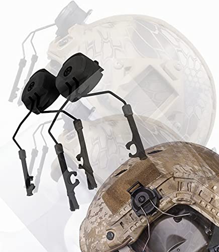 Xbgozly 1Pair Headset Helmet Adapter, Headphone Adapter Tactical Helmet Headset Rail Adaptor Suspension Headphones Bracket Hunting Earmuffs Support Left & Right Side for comtac (Sand color)