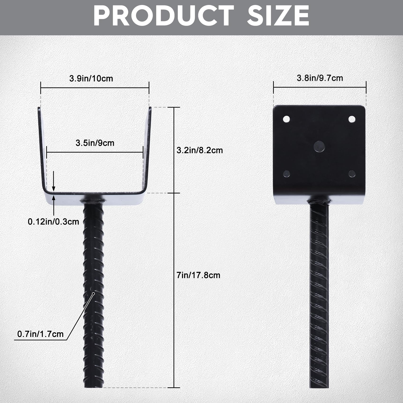 XYADX Concrete Fence Post Base 4x4 inches 4 Pack, Fence Post Anchor Holder Pergola Brackets