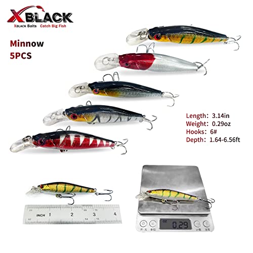 XBLACK Hard Fishing Lures Set 20PCS Minnow Popper Jointed Frog Cicada Cricket Baits for Beginner Starter, XBLACK Baits, Catch Big Fish!