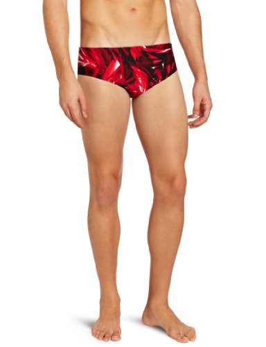 Speedo Men's Xtra Life Lycra Vortex Splice Brief Swimsuit, Red, 30