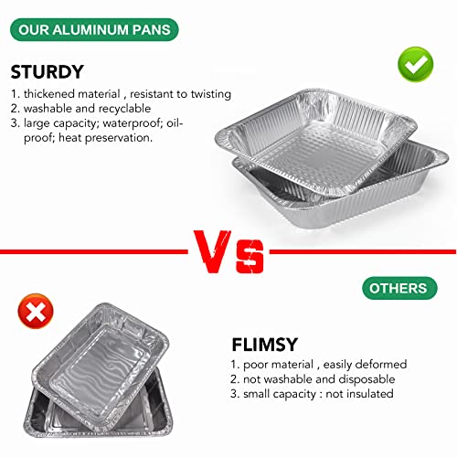 ZENOWICK Aluminum Pans,Disposable Foil Pans-9"x13" Half Size Deep Steam Table Pans 35 PCS,Tin Foil Pans Great for Baking,Prepping Food Cooking, Heating, Storing