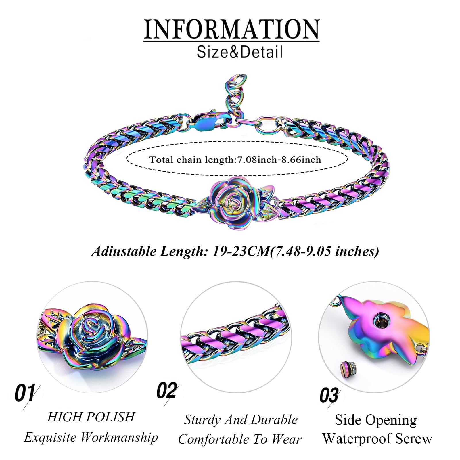 zeqingjw Cremation Jewelry Rose Flower Urn Bracelet for Ashes for Women Adjustable Keepsake Memorial Bracelet Urn Bangle Ashes Holder