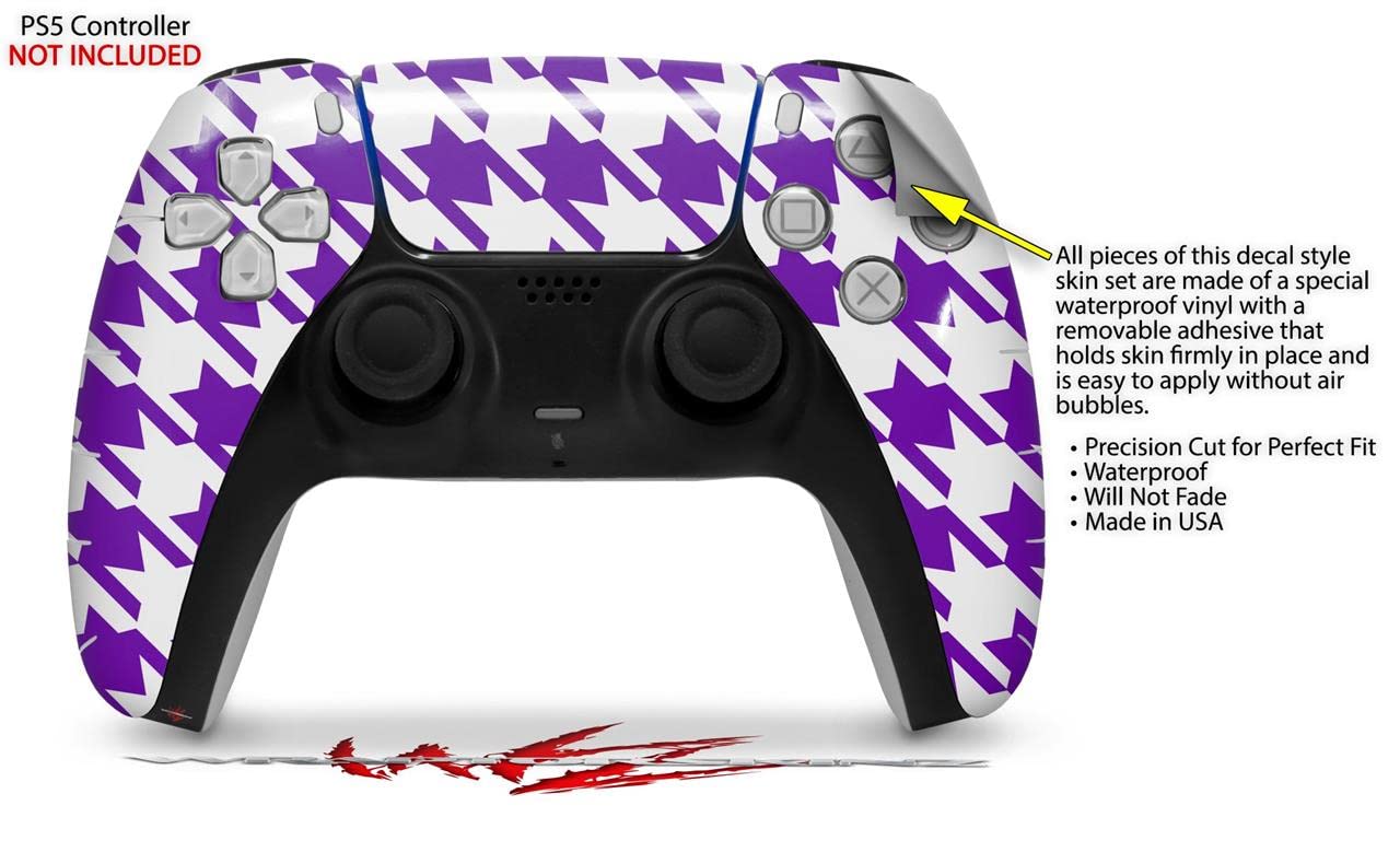 WraptorSkinz Skin Wrap compatible with Sony PS5 DualSense Controller Houndstooth Purple (CONTROLLER NOT INCLUDED)