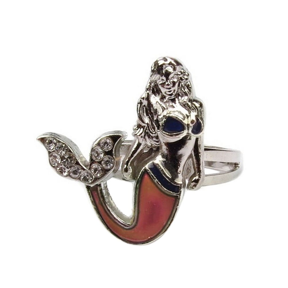 UBOOMS 1 Pcs Mermaid Tail Mood Ring Emotion Feeling Color Changing Gift Size Adjustable Ring