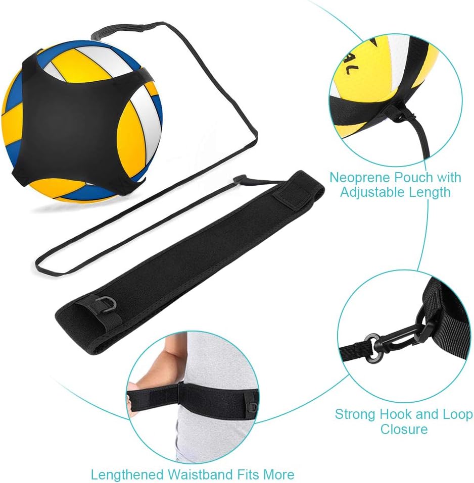 Volleyball Training Equipment Aid, Adjustable Solo Practice Soccer Volleyball Trainer, Volleyball Practice Rope for Serving, Spiking, Swing, Return Ball