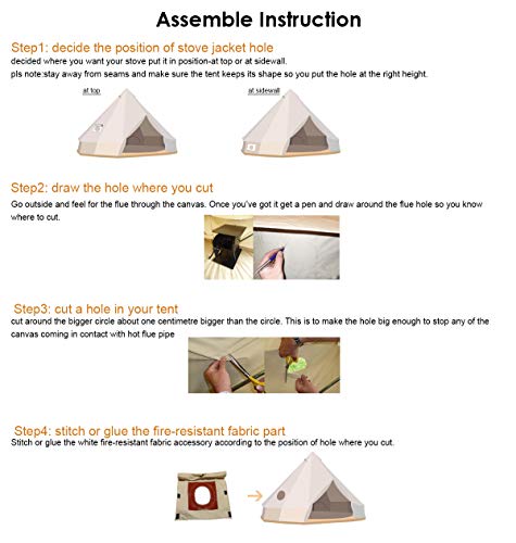 UNISTRENGH Fire-Resistant Stove Jack Hole Accessory with Flap Covered for 4 Seasons Cotton Canvas Camping Bell Tent (6 inch)