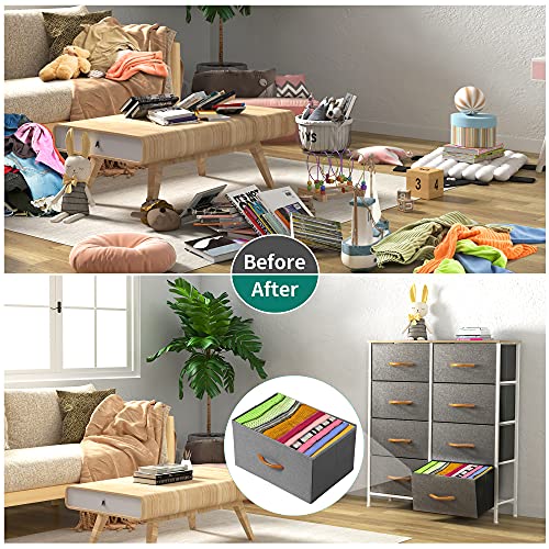 YITAHOME Dresser with 8 Drawers - Fabric Storage Tower, Organizer Unit for Bedroom, Living Room, Hallway, Closets & Nursery - Sturdy Steel Frame, Wooden Top & Easy Pull Fabric Bins (Coffee)