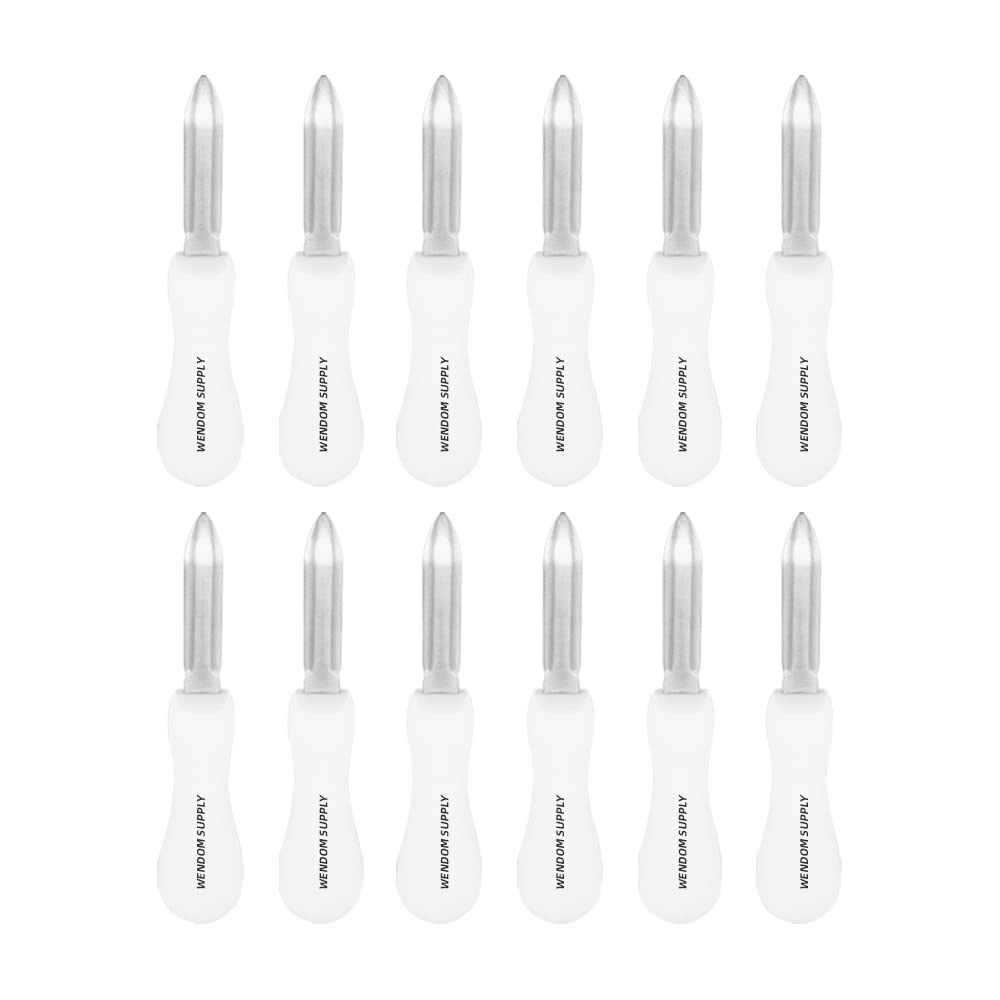 WENDOM Oyster Knife White Oyster Shucker with Anti-slip Handle New Haven Style for Working Stainless Steel Oyster Shucking Knife 12Pack
