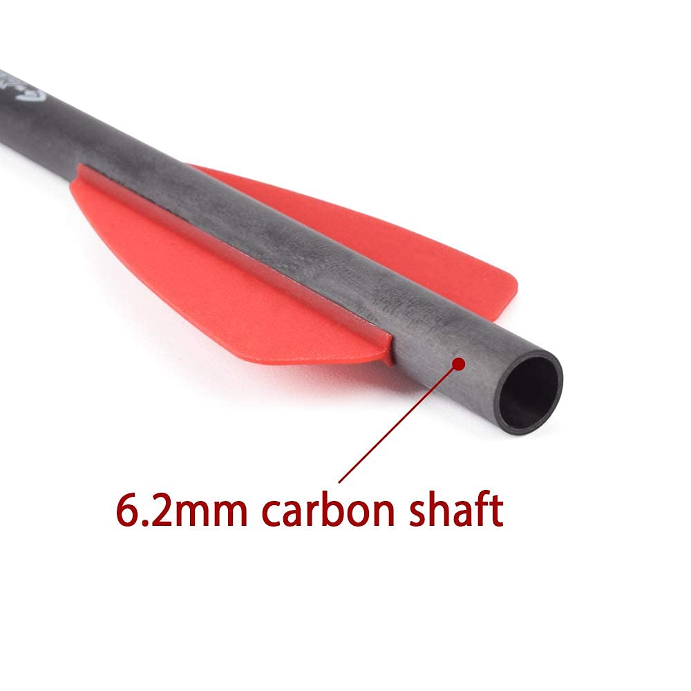 YLSIO Archery 7.5" inch R9 Crossbow Bolts Carbon Arrows 2" Red Vanes with 100grain Broadhead for Hunting Shooting Targeting