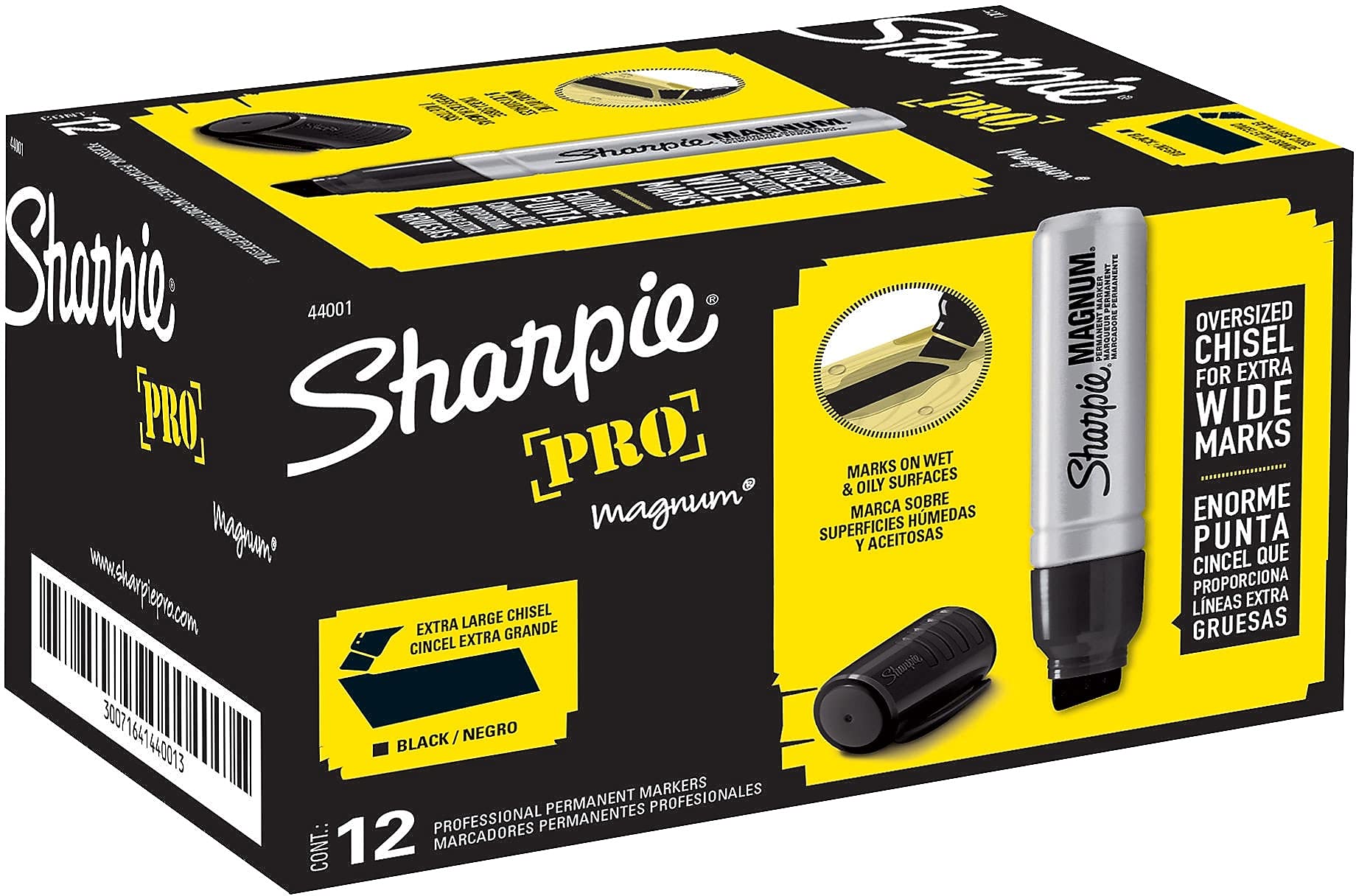 Sharpie 44001BX Magnum Permanent Marker, Black, 12/Box