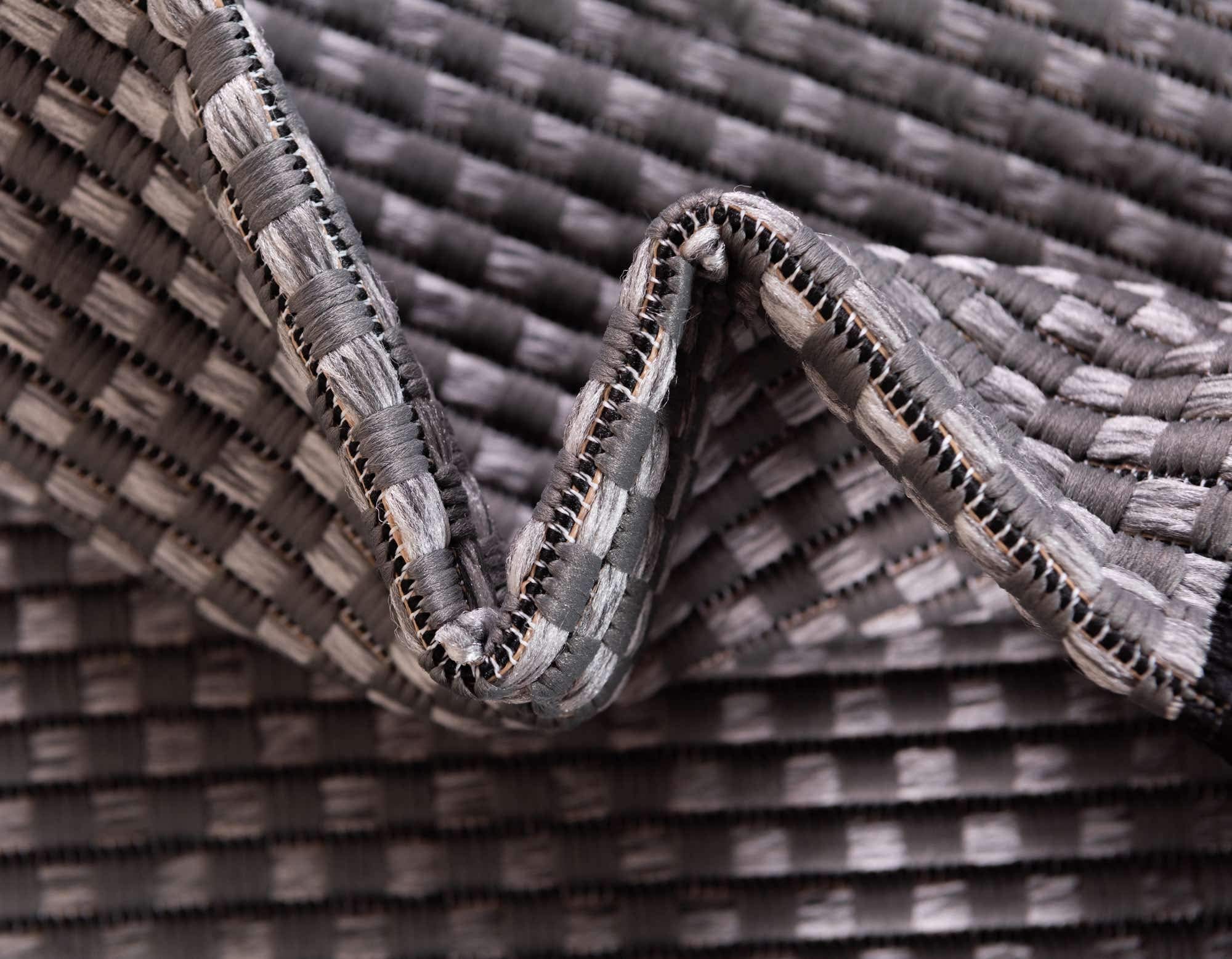 Unique Loom Outdoor Border Collection Area Rug - Multi Border (6' 1" x 9' Rectangle, Gray/ Black)