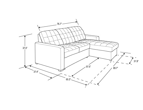 Serta Dreamlift Bakersfield Sectional Sofa Bed, Steel Grey