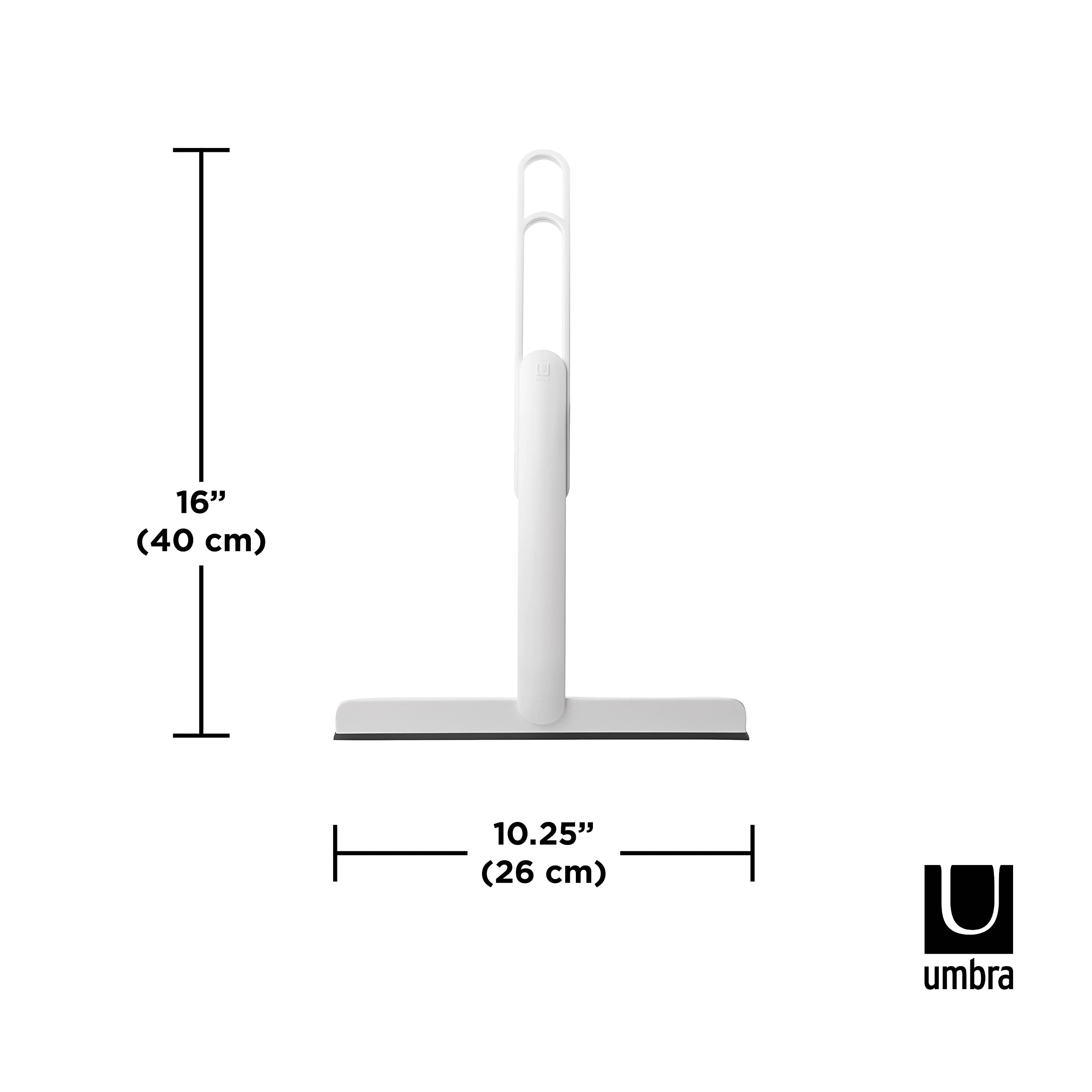 Umbra 1005121-660 Flex Squeegee, White Rust-Proof Squeegee with Extending, Extra Long Handle and Suction Cup, Store in Shower, Keep Tiles and Shower Walls Dry and Clean, White,10¼ x 11½ x 1 ½ inches