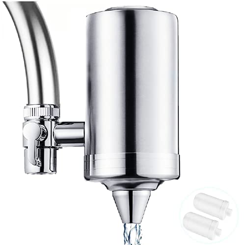 Water Filter Faucet for Sink,Water Purifier with ACF Filter Element,Kitchen Water Filter System,with Double Outlet High Flow to Reduce Chlorine,Lead,BPA Free and Improve Hard Water(2Filters Included)