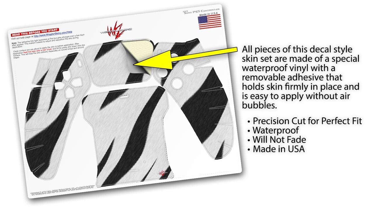 WraptorSkinz Skin Wrap compatible with Sony PS5 DualSense Controller Zebra Skin (CONTROLLER NOT INCLUDED)