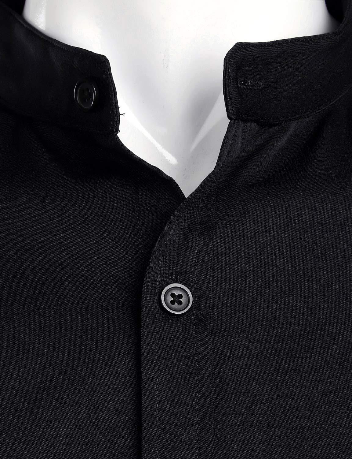 ZEROYAA Mens Hipster Solid Slim Fit Long Sleeve Mandarin Collar Dress Shirts ZLCL08 Solid Black XX-Large