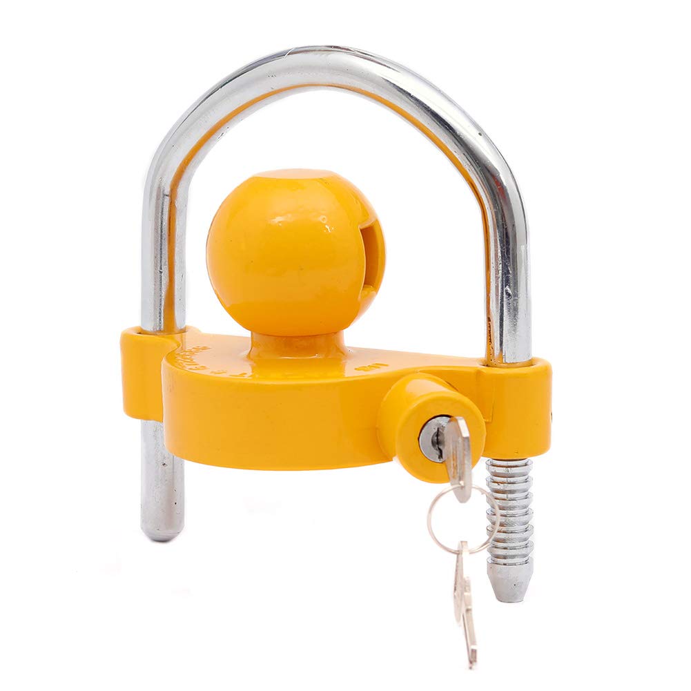 UCUT Trailer Lock Universal Coupler Ball Lock Fits 1-7/8", 2", and 2-5/16" Couplers, Boat Camper Accessories for Travel Trailers Adjustable Heavy-Duty Steel Hitch Lock with 2 Keys