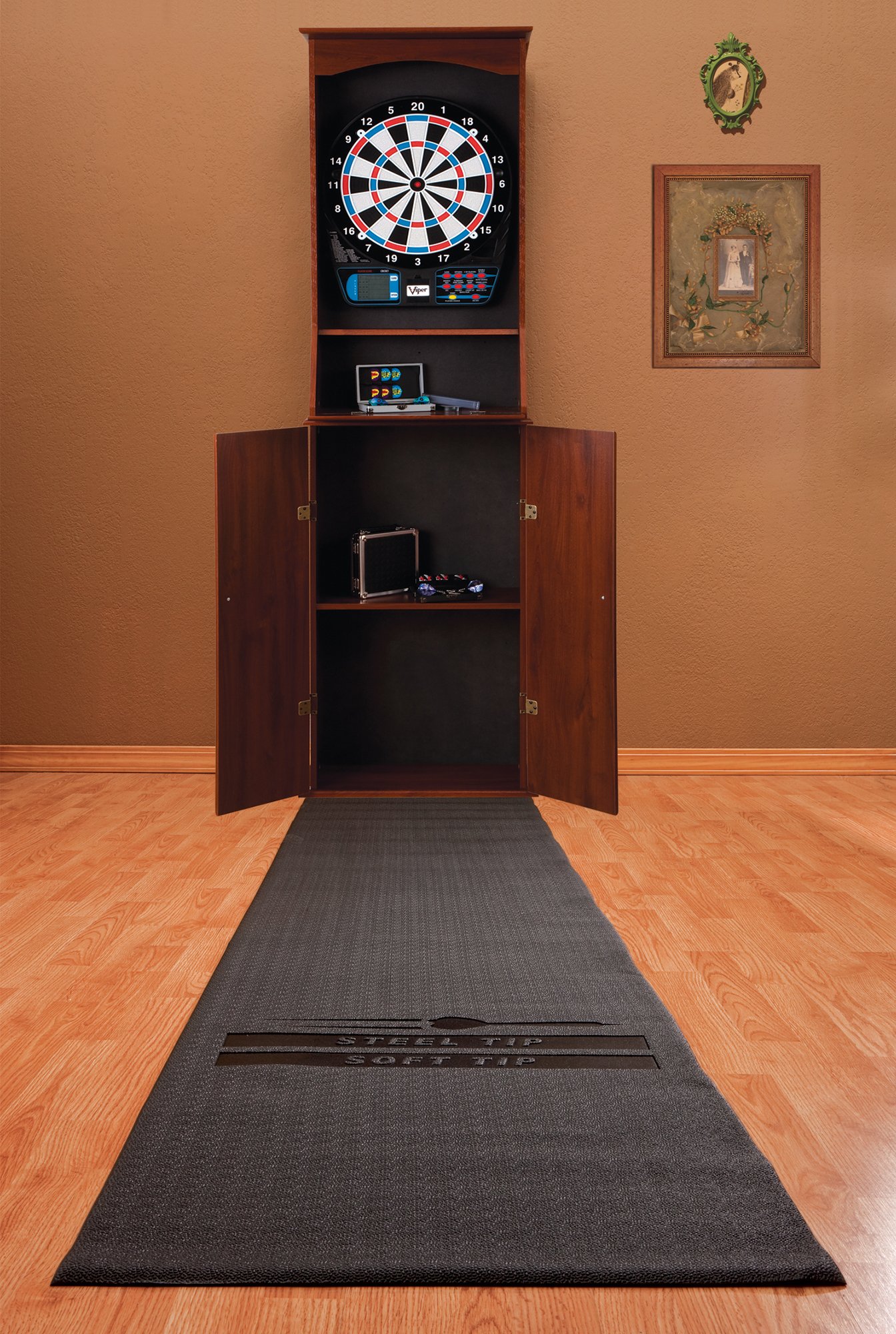 Viper by GLD Products Padded Throw/Toe Line Dart Mat (Steel and Soft Tip Darts) , Black, 117" Length x 24" Width x 125 mil Thickness