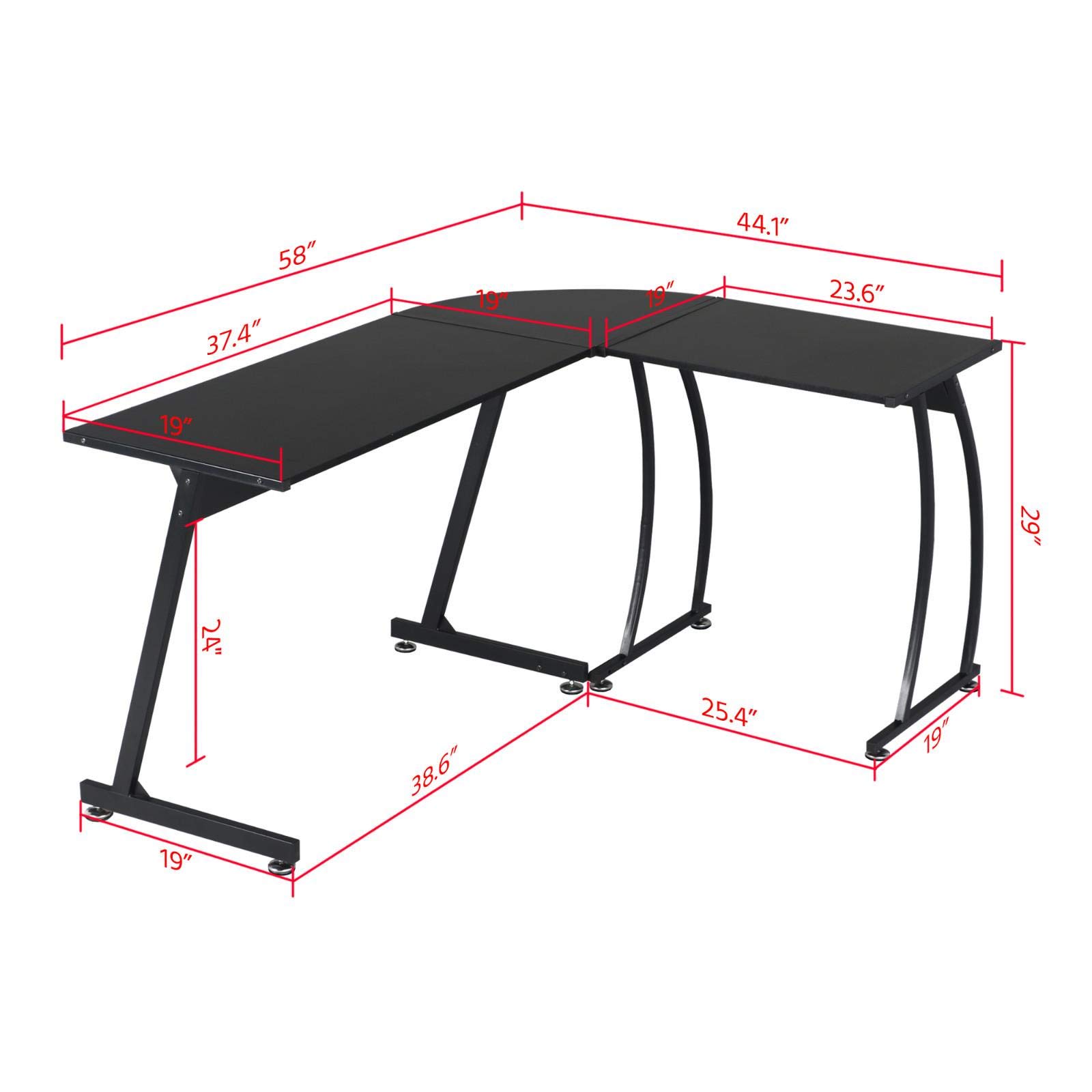 Yaheetech L Shape Desk Gaming Desk Corner Computer Office Desk Wood Writing Studying Table Large PC Laptop Workstation 3-Piece Modern Desk for Home Office Furniture, Black