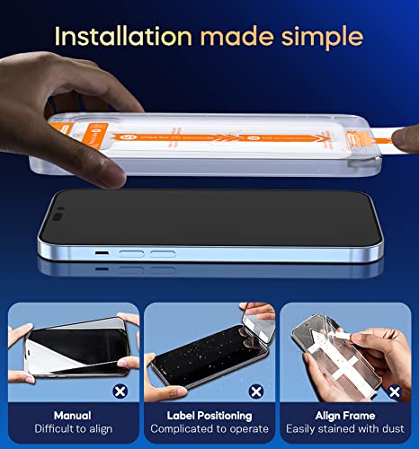 Zuslab for iPhone 14 Pro Max Screen Protector Tempered Glass with Easy AutoAlign Install Kit, [Dust Proof] [Bubble Free] [AntiFingerprint] [Full Coverage] Case Friendly for iPhone 2022 6.7’’ 2