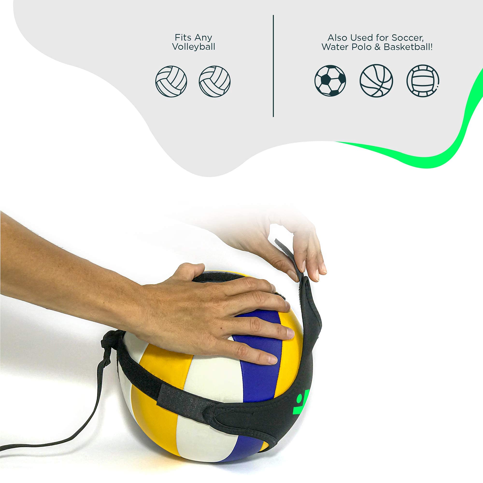 Volleyball Training Equipment 'VolleyPal' Volleyball Rebounder Engineered w/ Neoprene 3000X Technology Fabric & All Around Stitched-Edges. Improve Your Overhand Serving (Black & Green)