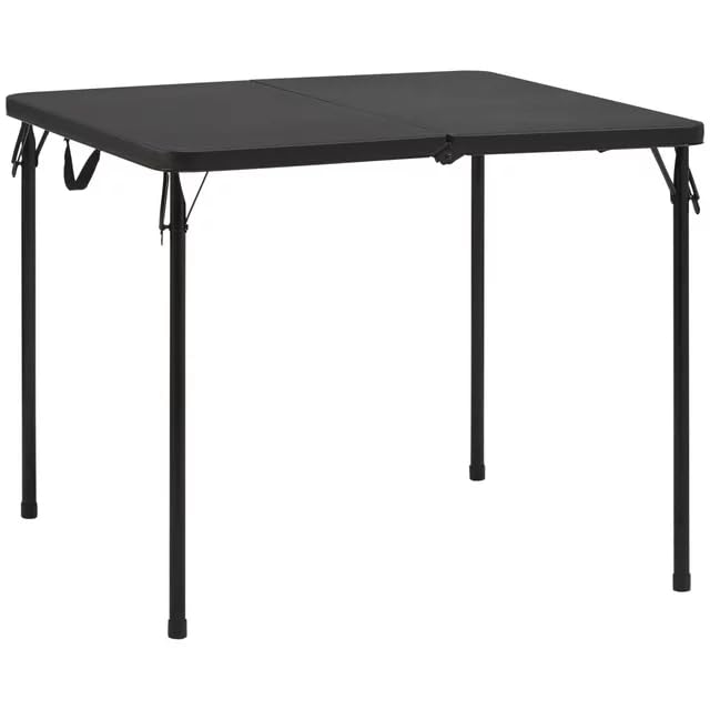 Thcbme 5 Piece Resin Card Table and Four Chairs Set, Black