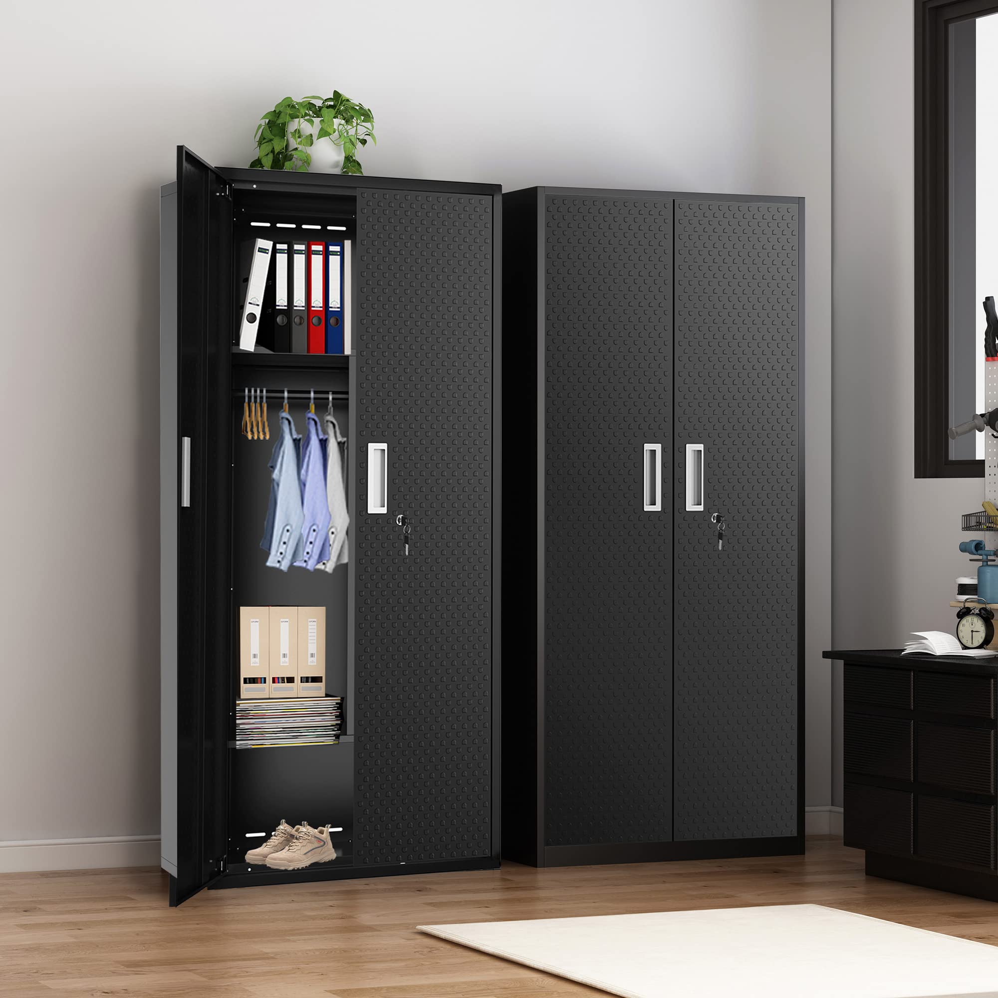 TOPKEY Metal Storage Locker Cabinet for Home Office and Garage with Adjustable Shelves and Lockable Door