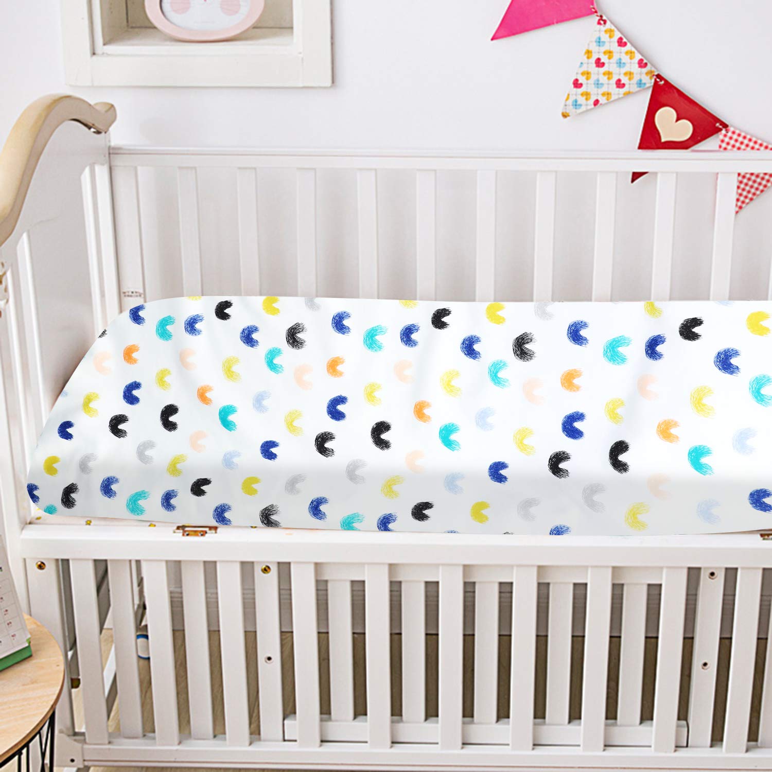 Waterproof Pack n Play Playard Sheets Mattress Sheet Stretchy Fitted Mini Crib Sheets Cover Pad, Soft Candlelight 40β x 27.6β