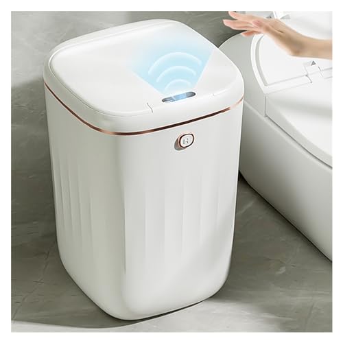ZICANA Trash Can Garbage Bin Kitchen Bathroom Bucket Wastebasket Recycle Waste Bins Basket for Toilet Kitchen Trash cans (Size : Rechargeable Version, Color : 20L White)