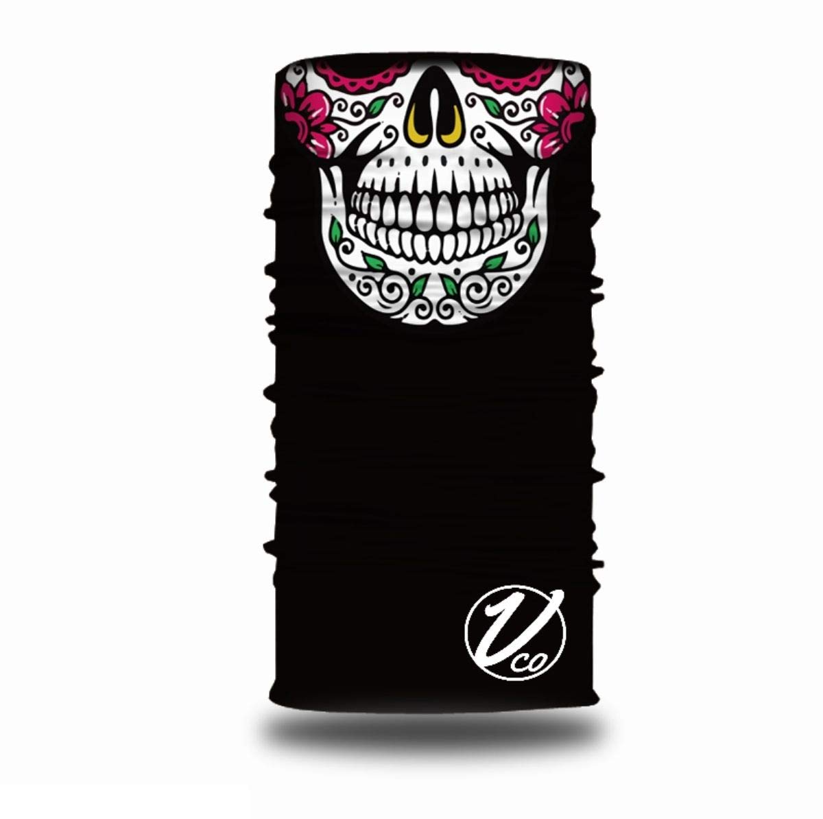 VulgrCo Skulls Fishing Hunting Outdoor Neck Gaiter Face Bandanna (Sugar Skull White)