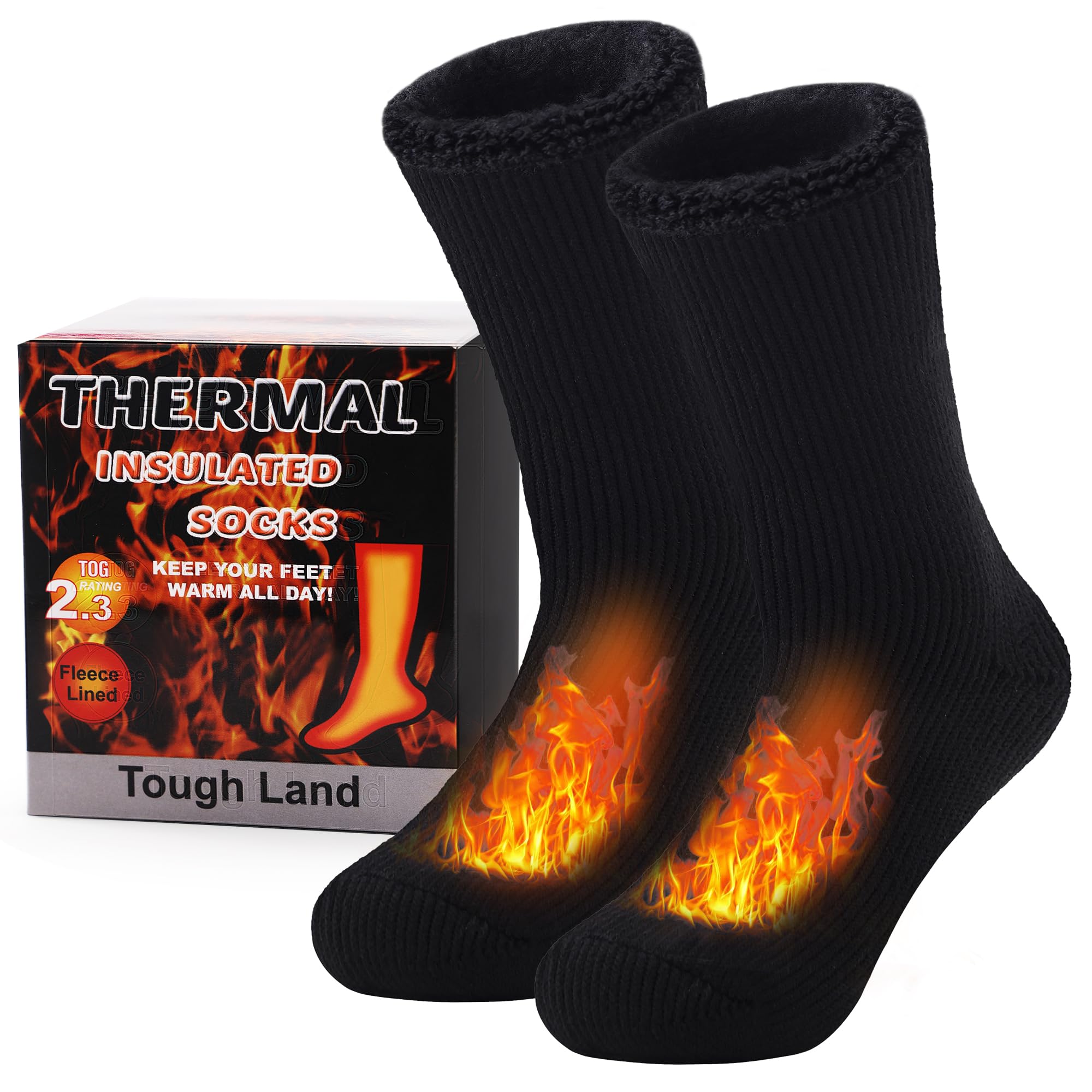 Tough Land 1 Pairs of Thermal Socks for Men Heat Trapping Warm Winter Socks