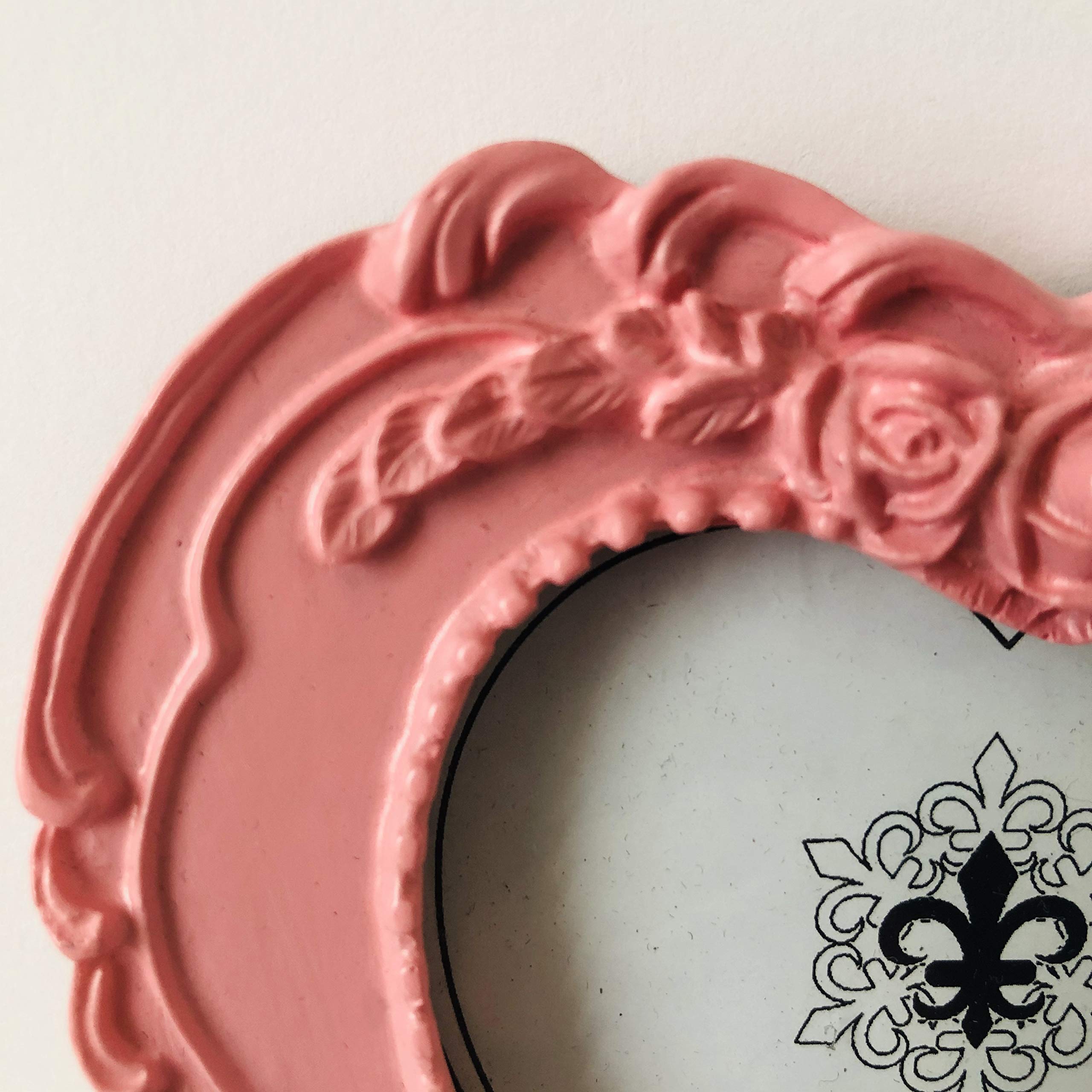 ZXT-parts 3x3 Picture Frame Heart Pink Red Frame. Resin Handmade Photo Frame. Glass Panel. Black Suede Cover.European Style Suitable for Wall or Desktop.