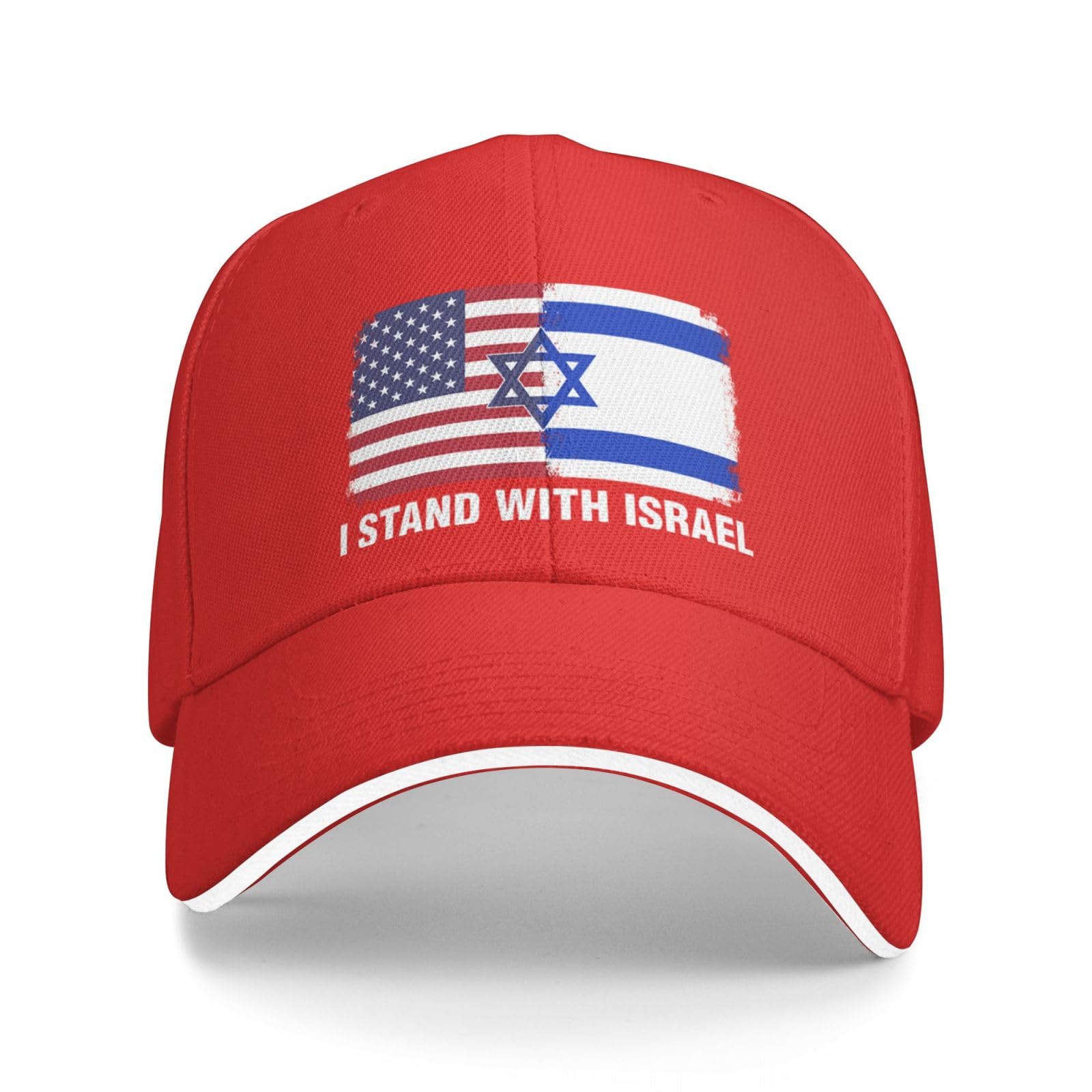 Support Israeli,I Stand with Israel Flag Baseball Cap Women Trucker Hat Men Dad Hat Adjustable Snapback Hat Red