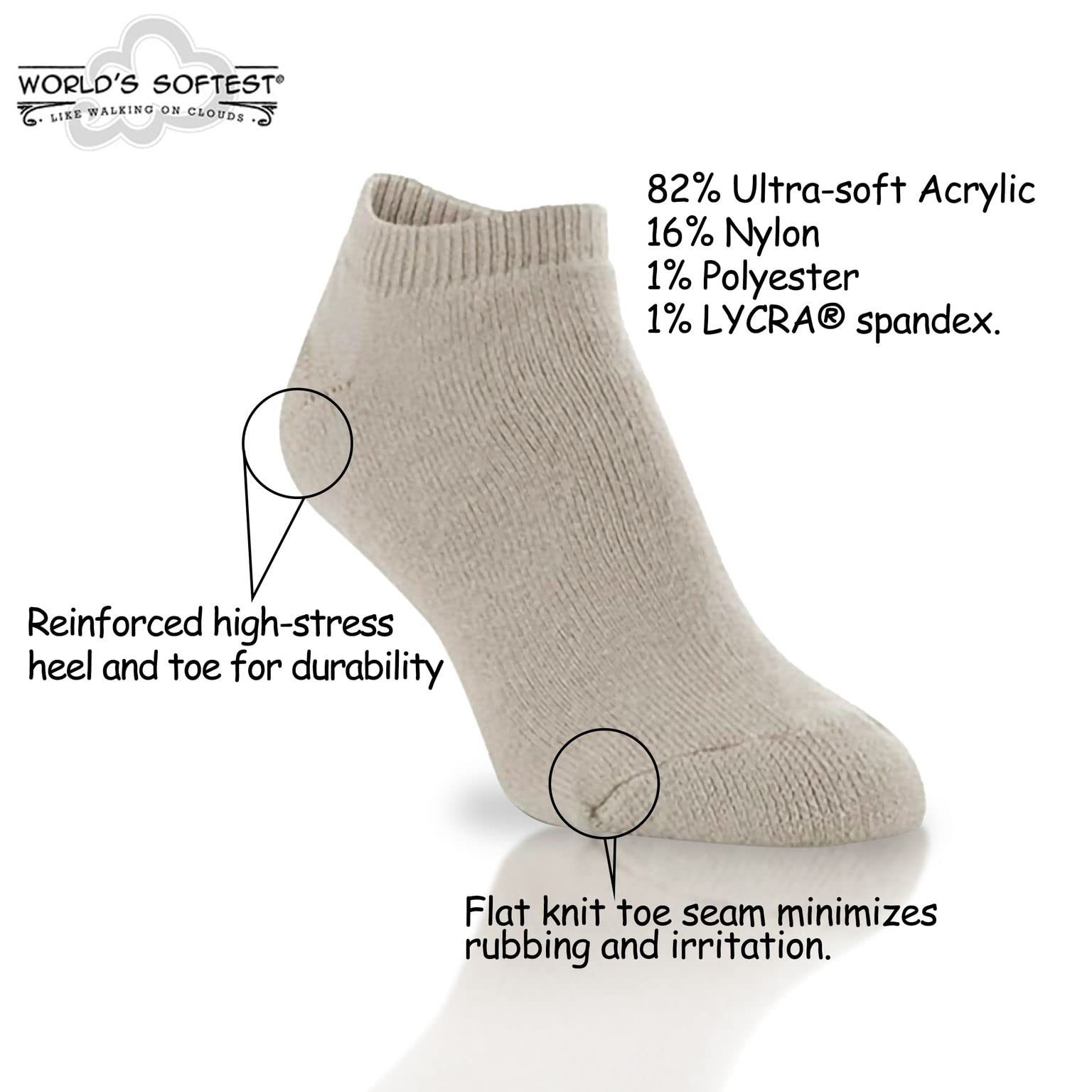World's Softest Socks Classic Low - Comfortable Mens Socks (as1, alpha, m, regular, regular, Stone)