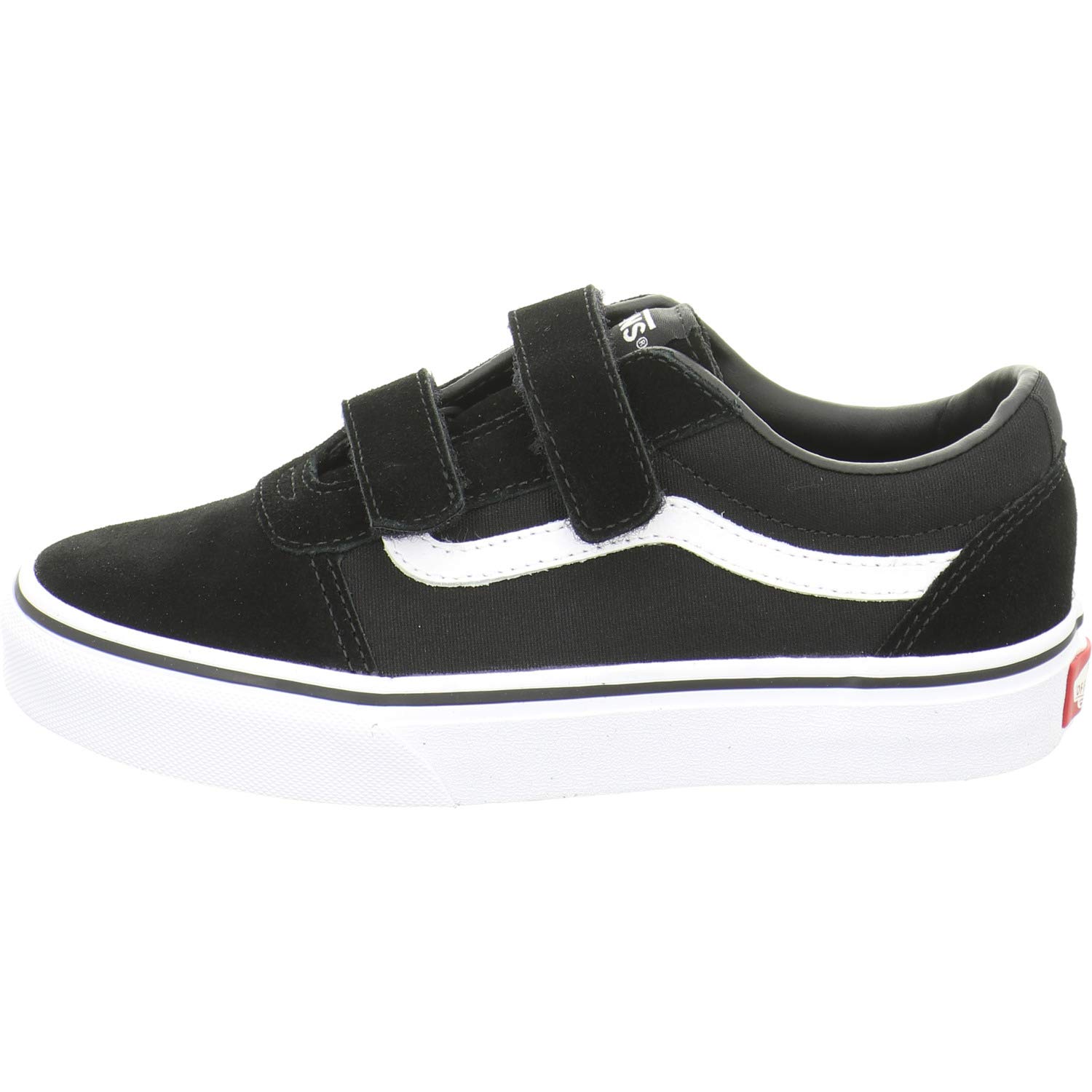 Vans Boy's Ward V-Velcro Trainers Sneaker, Black Suede Canvas Black White Iju, 28