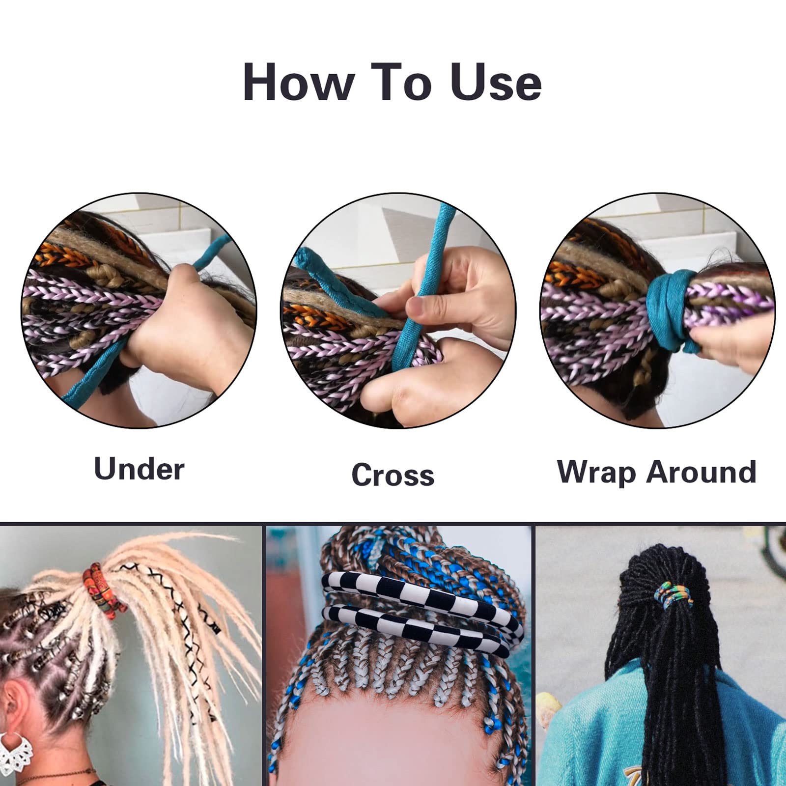 Spiral Lock Hair Tie Dreadlock Accessory Bendable Hair Ties for Women and Men Ponytail Holders Colorful Dreadlock Hair Tie Long Dreads Thick Curly Hair Holder (Midnight)