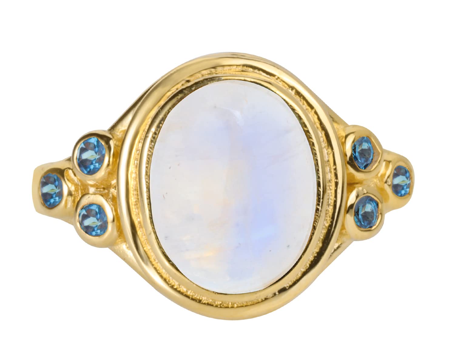 YoTreasure Moonstone London Blue Topaz 14K Gold Plated Over 925 Silver Promise Ring (10)