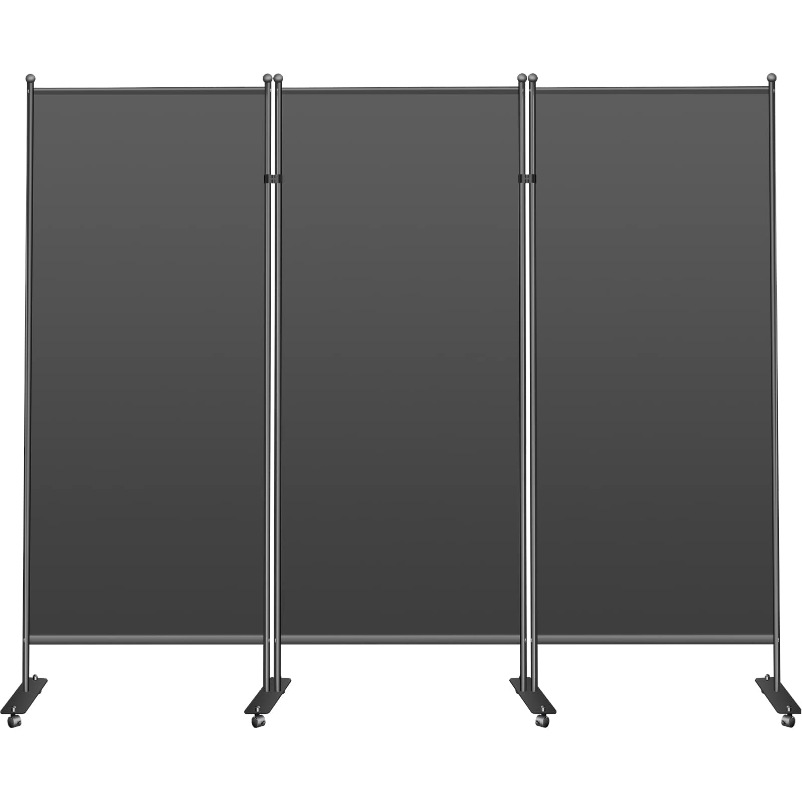 VEVOR Room Divider 6ft, Room Divider Wall 3 Panels, Partition Room Dividers 89"x73", Folding Room Divider, Panel Room Divider, Folding Privacy Screen with Wheels (Black) for Home, Dorm, Office