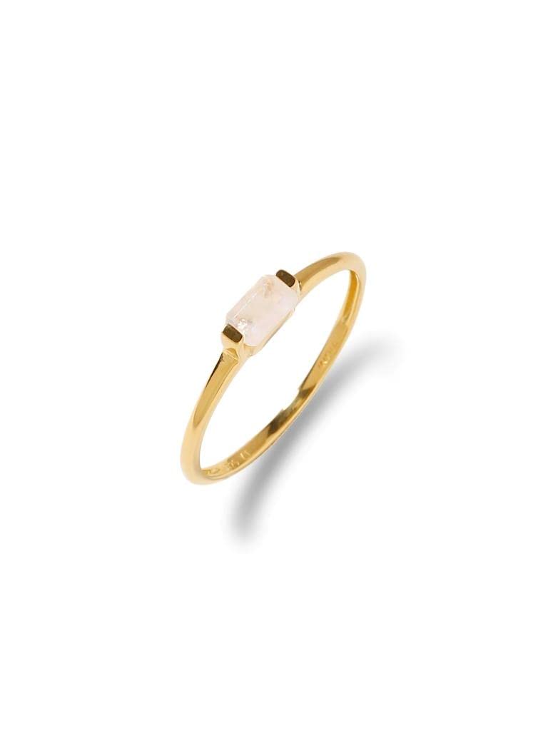 YoTreasure 0.26 Ct. Moonstone Solid 10K Yellow Gold Solitaire Ring Jewelry